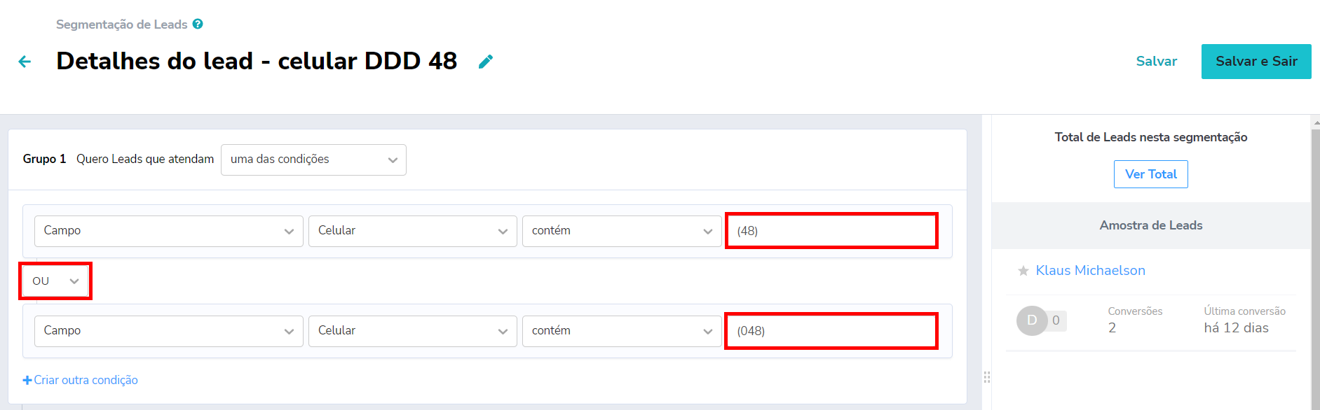 Segmentar leads por DDD