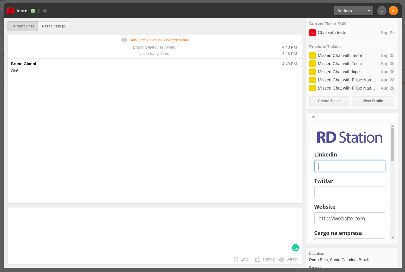 Integrar o Zendesk Chat ao RD Station