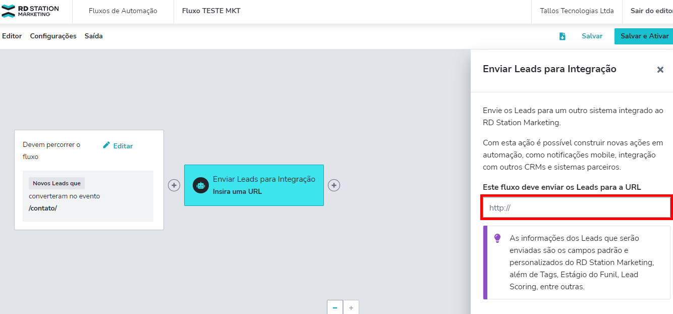 Integrar o RD Station Marketing com a Tallos