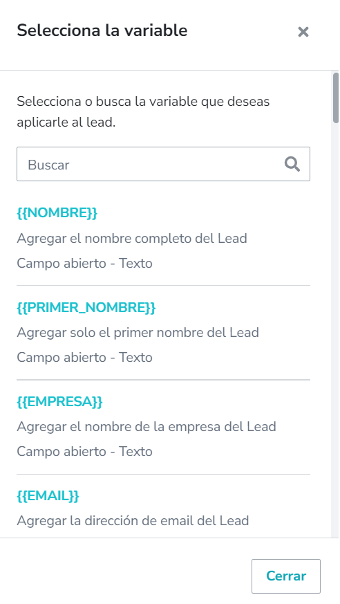 Usar variables en la feature Mensaje de WhatsApp