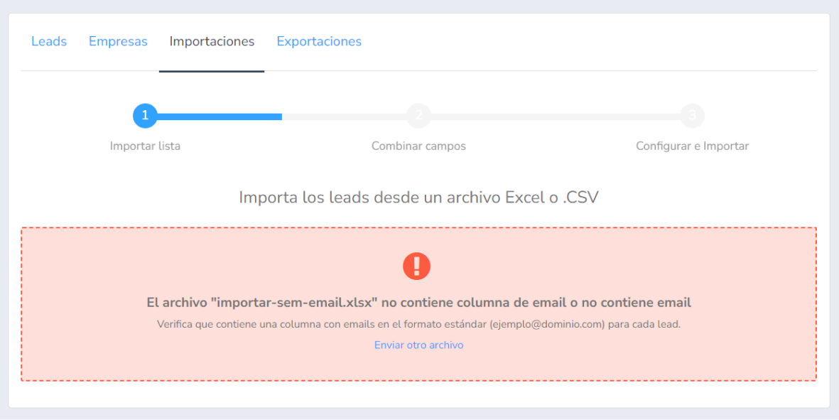 Resolver errores al importar leads