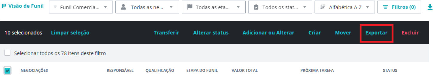 Exportar dados de empresas, clientes e contatos