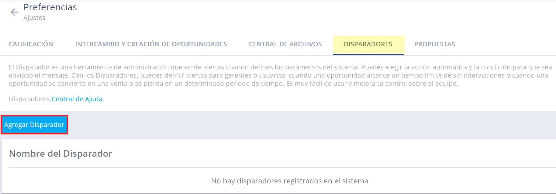 Crear, configurar y activar disparadores