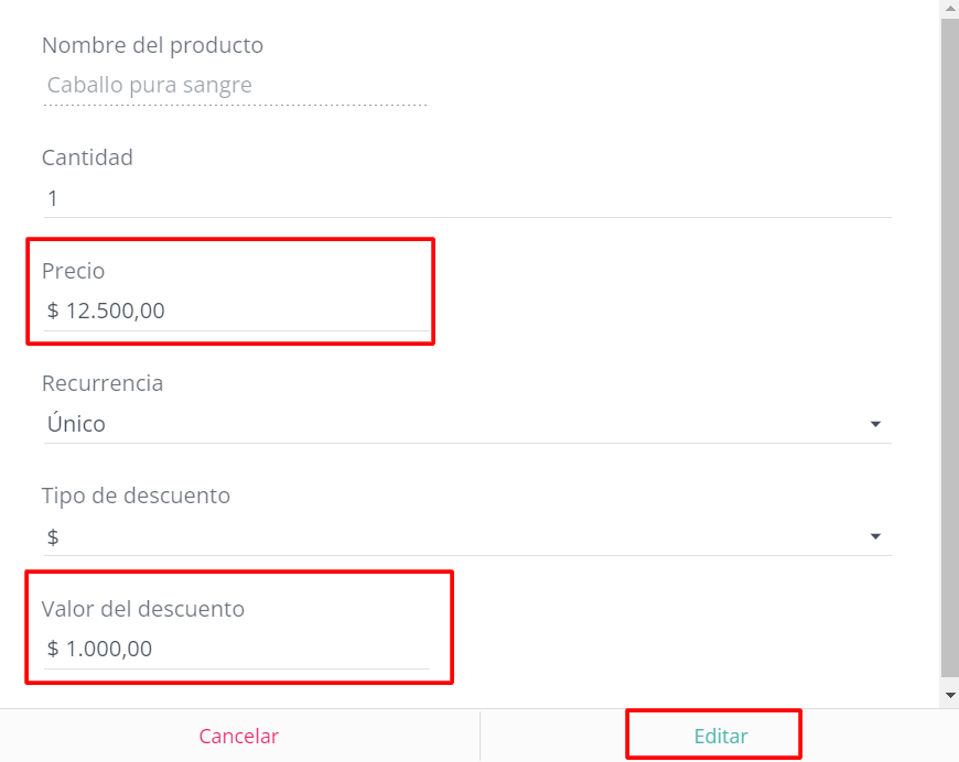 Editar y modificar Negocios