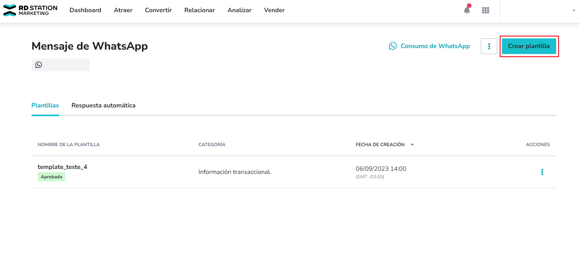 Crear una plantilla de WhatsApp