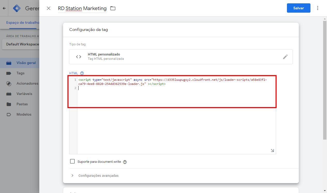 Instalar o Código de Monitoramento + Google Tag Manager