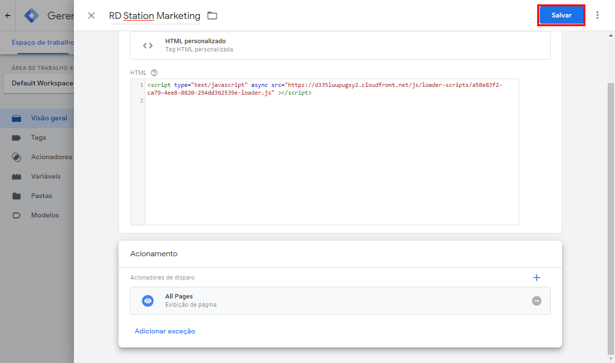 Instalar o Código de Monitoramento + Google Tag Manager