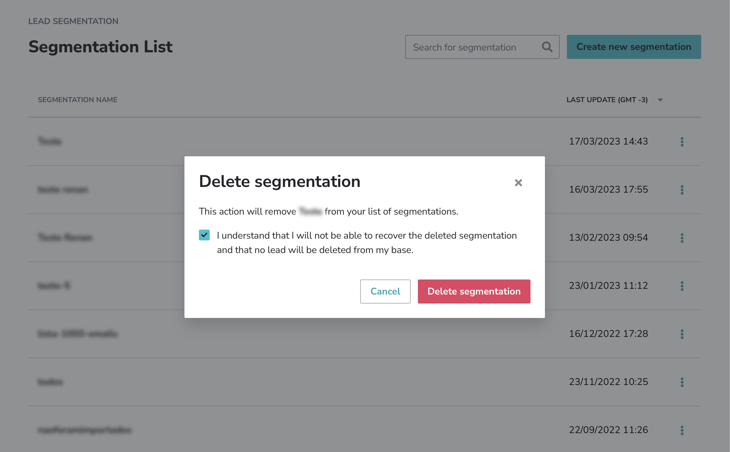 Remove a segmentation