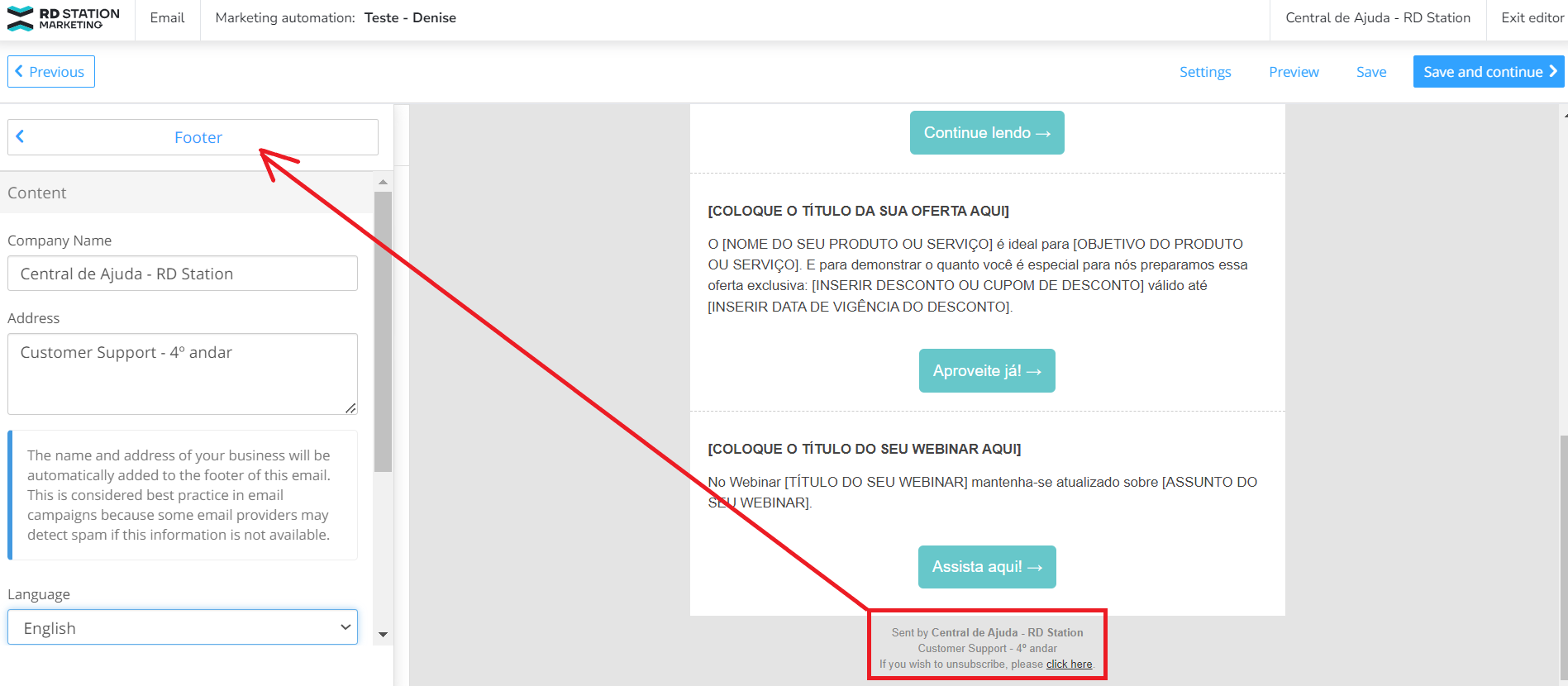How to automatically adjust the email footer