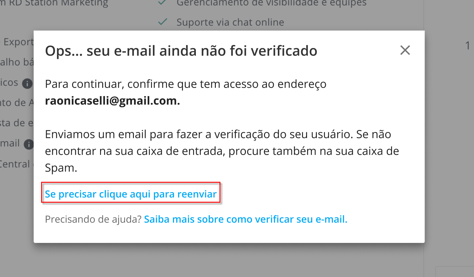 Verificação de e-mail