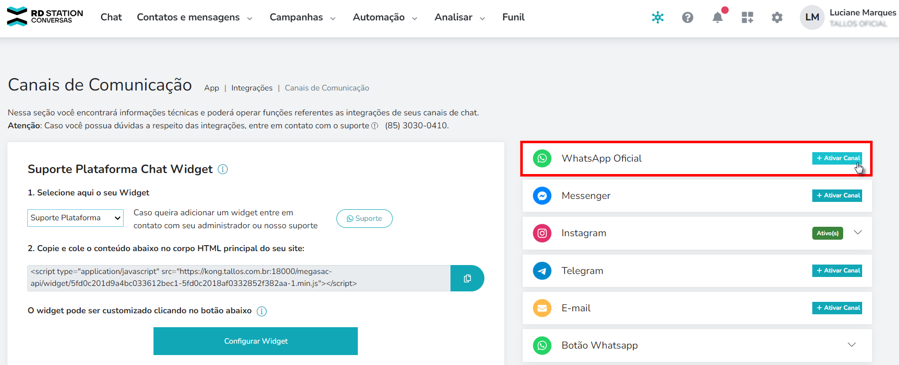 Integrar API do WhatsApp ao RD Station Conversas