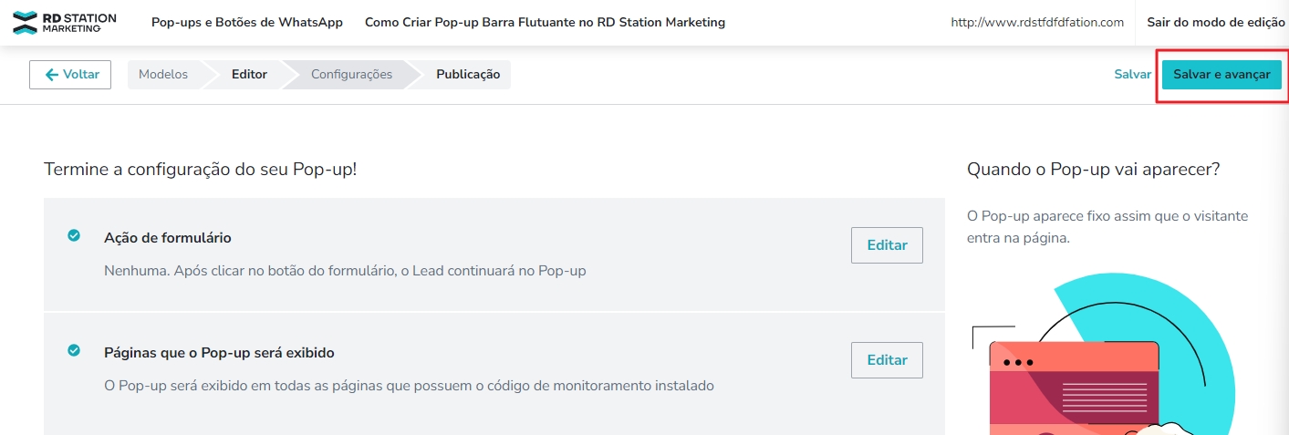 Step by Step to Create a Floating Bar Pop-up in RD Station Marketing